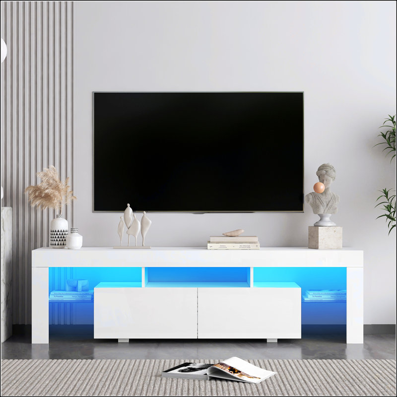 High Gloss TV Stand With LED Lights For Tvs Up To 65
